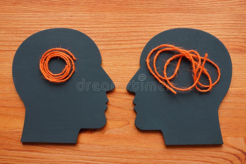 Problem Solving Skills Concept. Figures of Heads and Coiled Rope. Stock ...