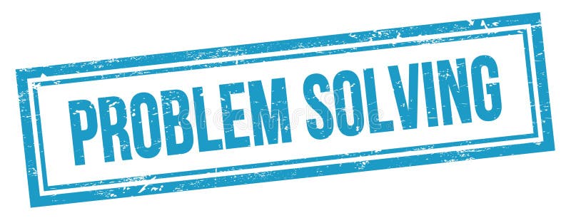PROBLEM SOLVING Text Written on Blue Vintage Round Stamp Stock ...