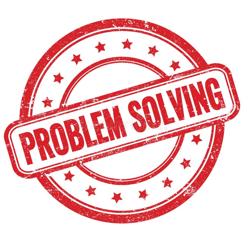 PROBLEM SOLVING Text Written on Blue Vintage Round Stamp Stock ...