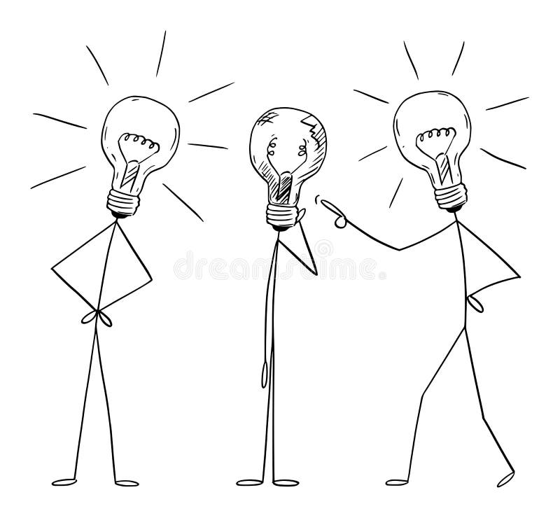 Problem of Thinking and Creativity, Vector Cartoon Stick Figure ...