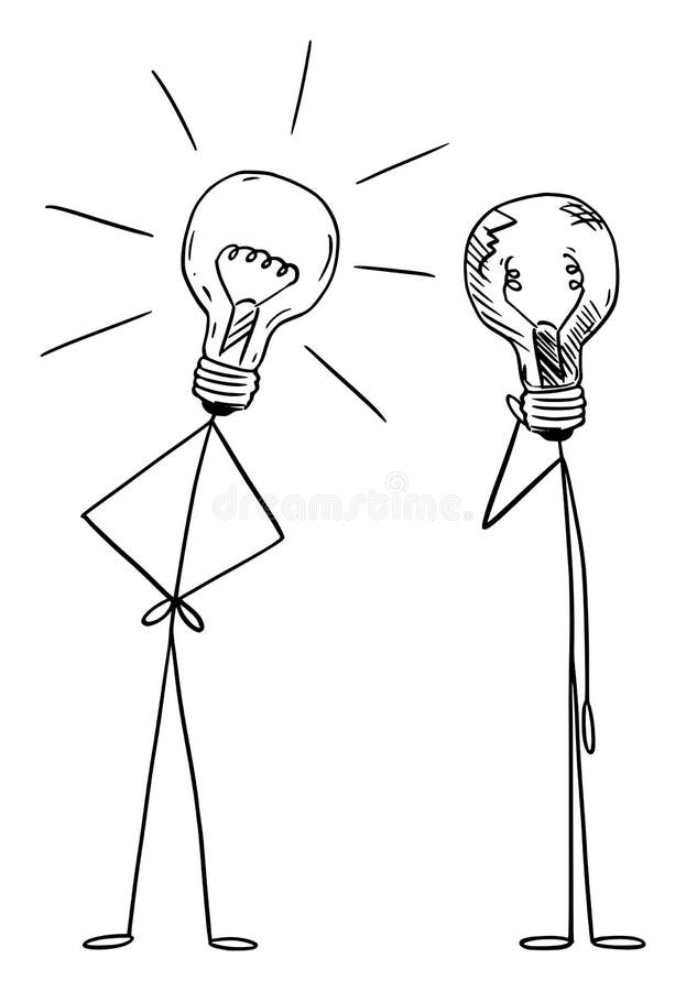 Problem of Thinking and Creativity, Vector Cartoon Stick Figure ...