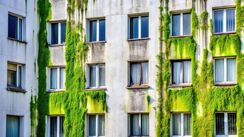 Problematic White Facade Green Algae Growth on Modern Construction ...
