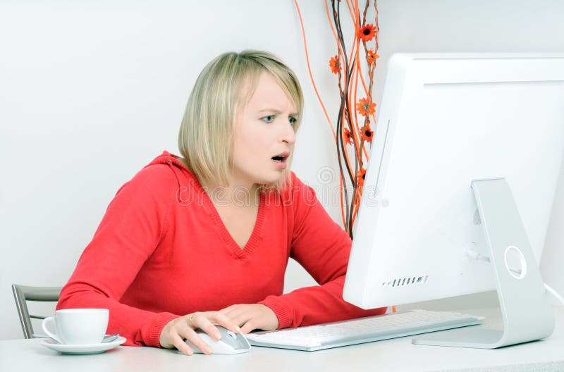 Angry Woman Pulling Out Hair in Front of Laptop Stock Image - Image of ...