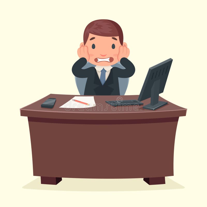 Problems Disaster Shock Businessman Character Work Office Desktop ...