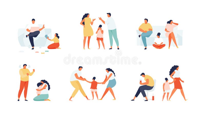 Problems with Family Difficulties Set Vector Stock Vector ...