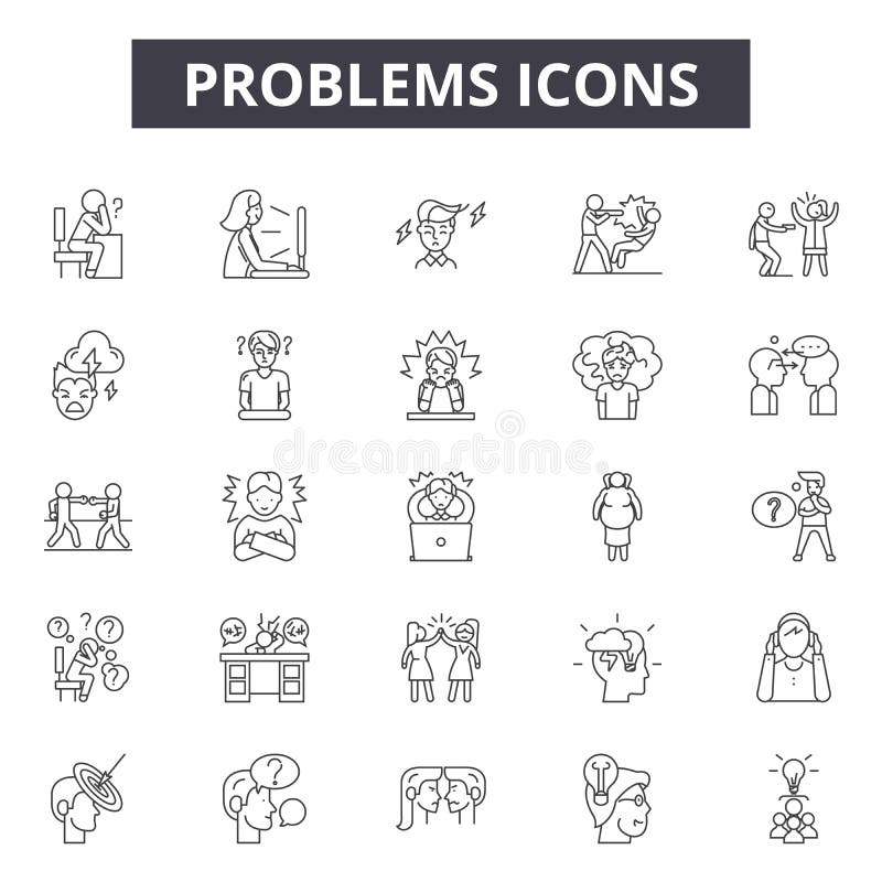 Problems Line Icons, Signs, Vector Set, Outline Illustration Concept ...
