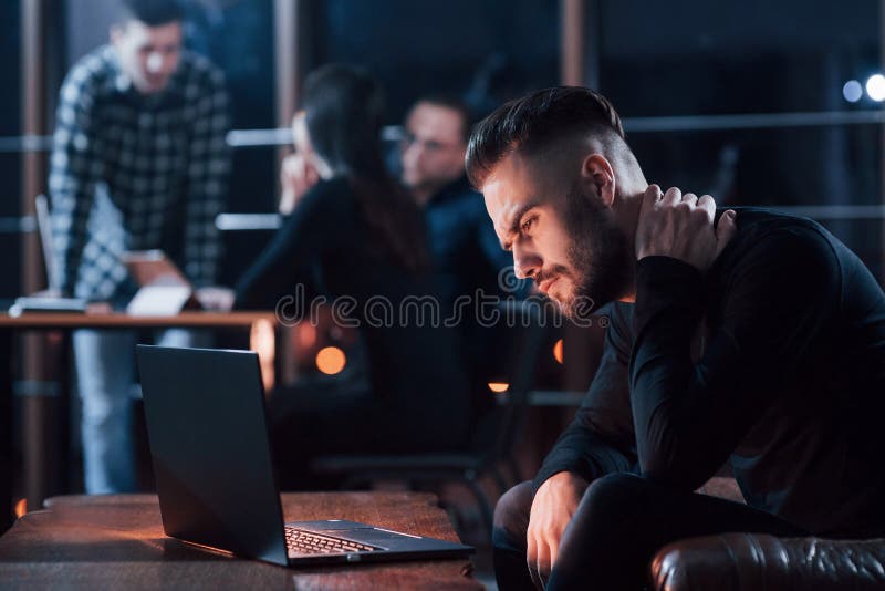 Problems with Neck. Team of Young Business People Works on Their ...