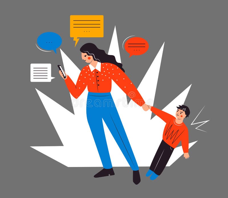 Problems in the Relationship between Mother and Child. Stock Vector ...