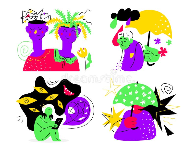 Problems and Social Interaction - Flat Design Style Illustration Set ...