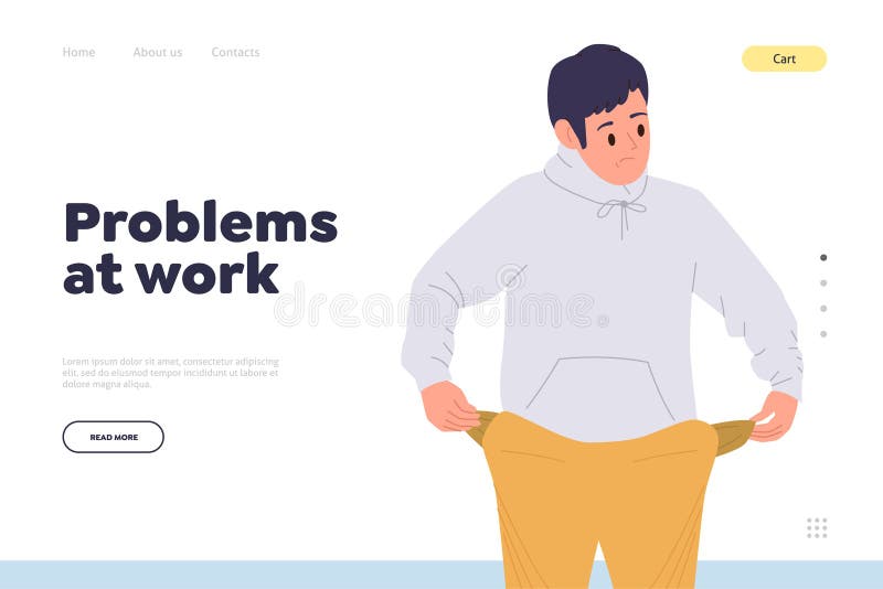 Problems at Work Landing Page Template with Frustrated Unhappy Man ...