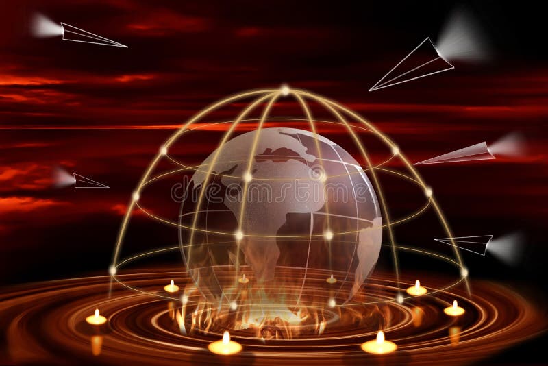 Problems of World Aggression. the Globe is on Fire Stock Photo - Image ...