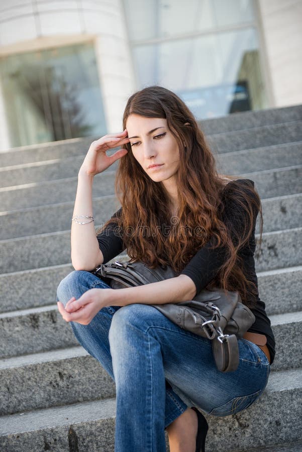 Problems - Young Woman Outdoor Portrait Stock Image - Image of casual ...