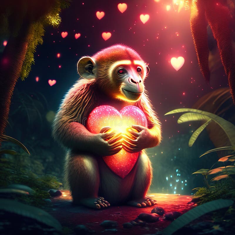 Monkey Holding Heart Stock Illustrations – 186 Monkey Holding Heart ...