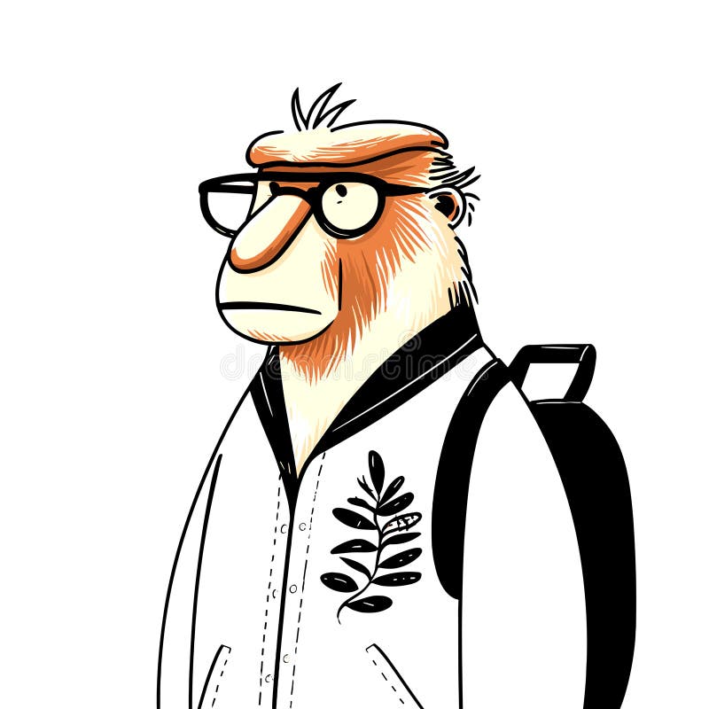 Proboscis Monkey. Proboscis Monkey Simple Black and White Line Art ...