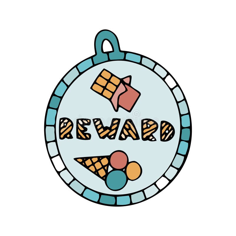 Reward Medal with Sweet Rewards Stock Vector - Illustration of time ...