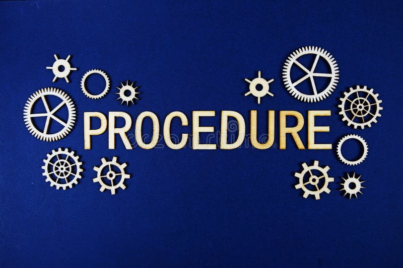 Procedure Alphabet Letters with Gears Element on Navy Blue Background ...
