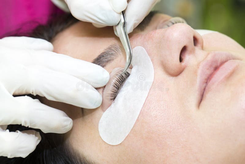 Procedure for Eyelash Extensions, Eyelashes Lamination Stock Photo ...