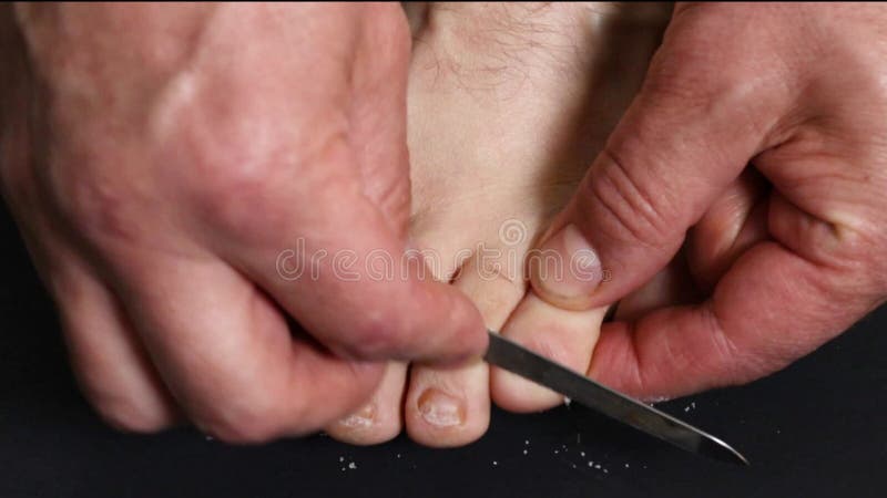 Pedicure of Men S Feet on a Black Background. Stock Footage - Video of ...