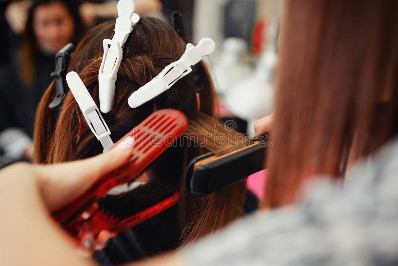 Procedure Of Keratin Hair Straightening And Restoration Saturation
