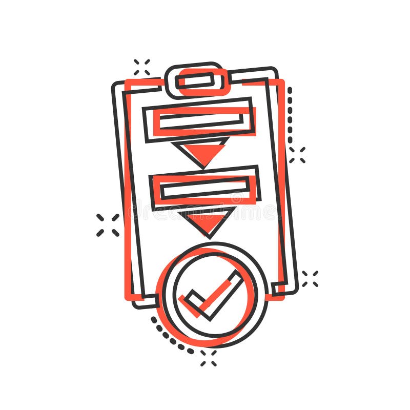 Procedure List Icon in Comic Style. Document Project Cartoon Vector ...