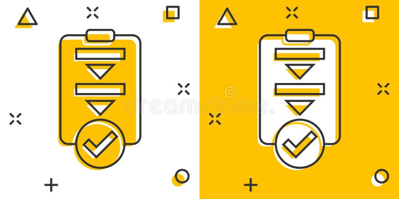 Procedure List Icon in Comic Style. Document Project Cartoon Vector ...