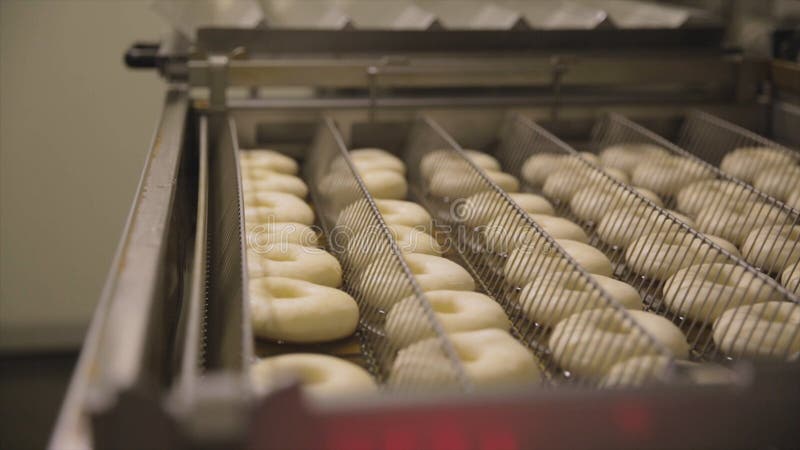 Procedure of Making Donuts in a Small Town Donut Bakery - Donuts Frying ...