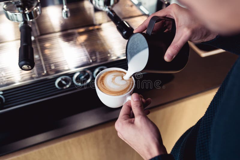 Coffee Shop Work and Interiors Stock Photo - Image of human, close ...