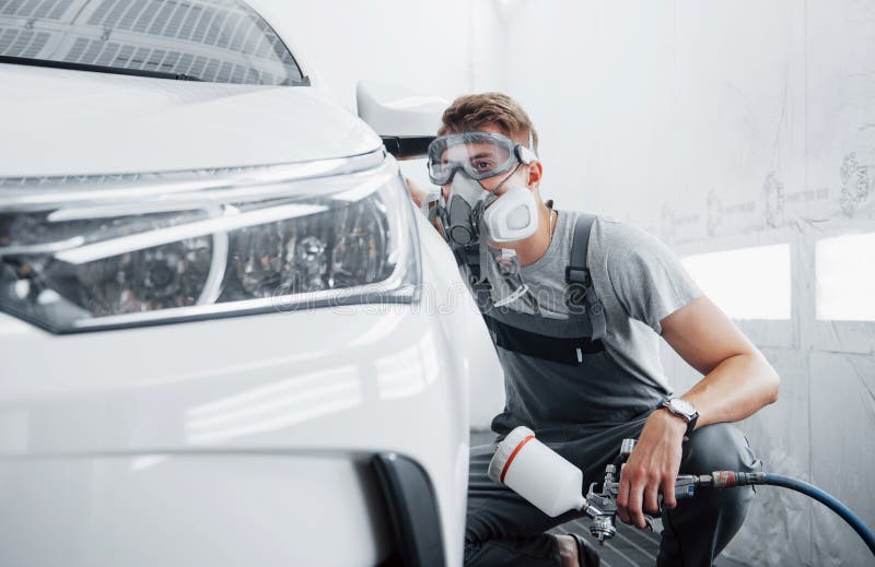 The Procedure of Painting a Car in the Service Center. Stock Photo ...
