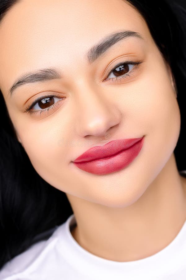 Close-up of the Lips of the Model before the Procedure of Permanent ...