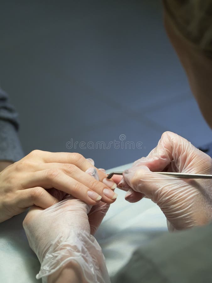 Procedure of Processing the Cuticle in Manicure. Stock Image - Image of ...