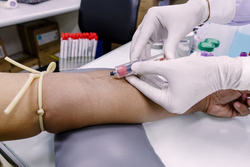 The Procedure Use Needle of Blood Collection from the Patient`s Stock ...