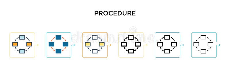 Procedure Vector Icon in 6 Different Modern Styles. Black, Two Colored ...