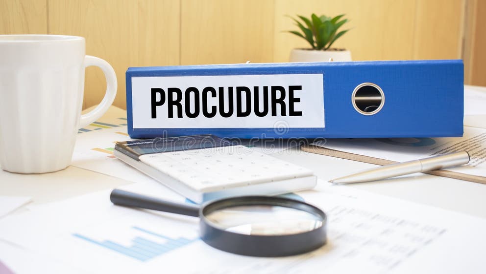 Procedure Words on Labels with Document Binders Stock Photo - Image of ...