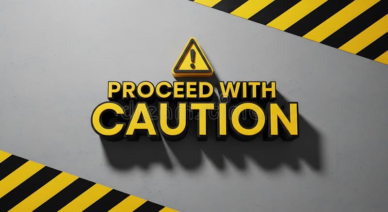 Proceed with Caution Sign Yellow and Black Warning Stock Illustration - Illustration of design ...