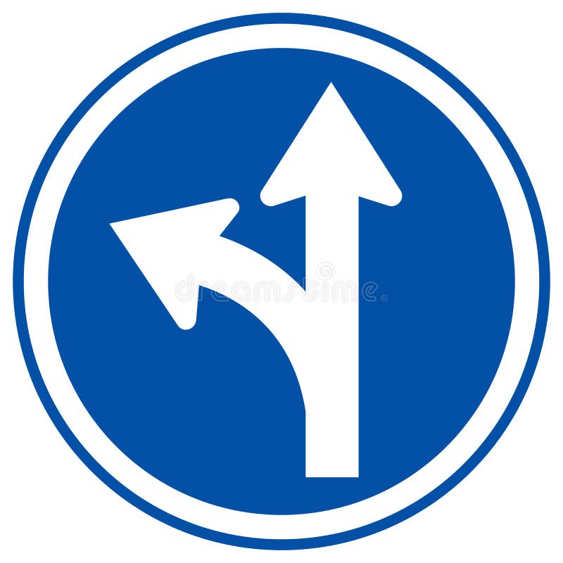 Proceed Straight or Turn Right Road Sign,Vector Illustration, Isolate ...