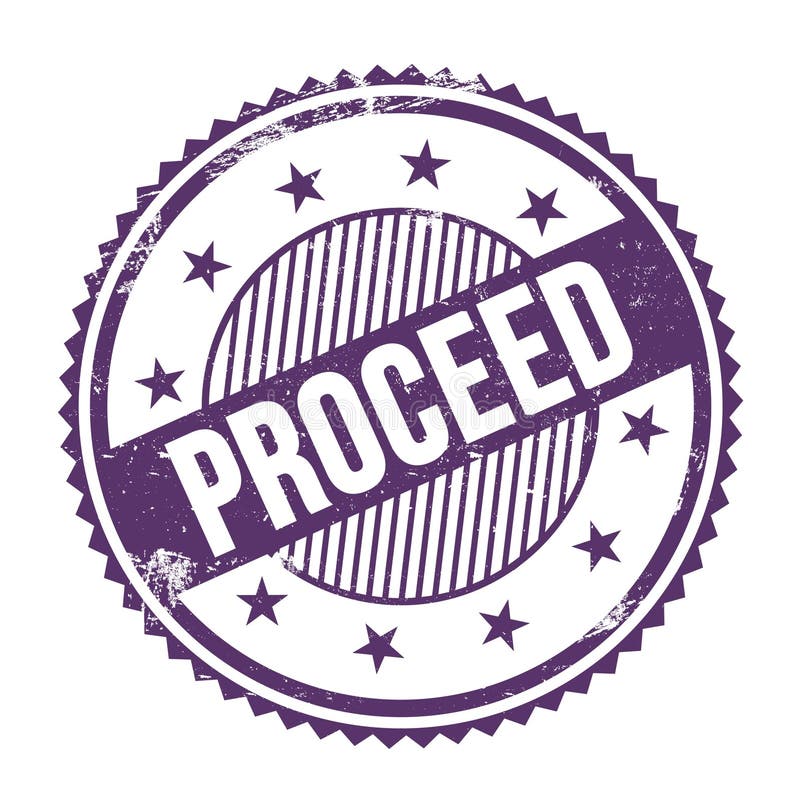 PROCEED Text Written on Purple Indigo Grungy Round Stamp Stock ...