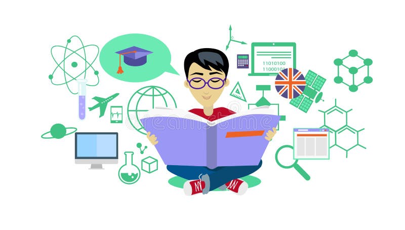 Proceso De Aprender Diseño Plano Del Icono Ilustración del Vector ...