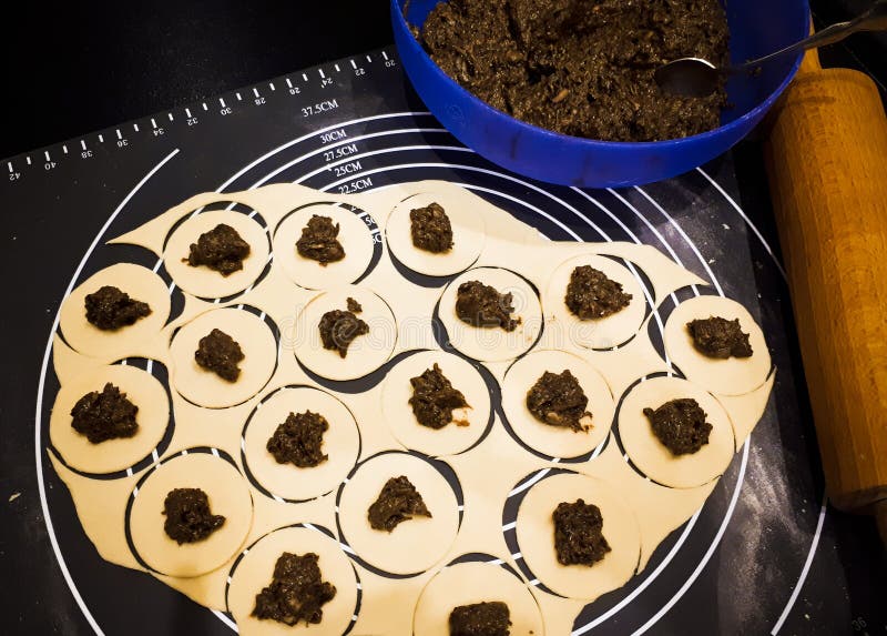 Proceso De Hacer La Navidad Pierogi Polaco Foto de archivo - Imagen de ...