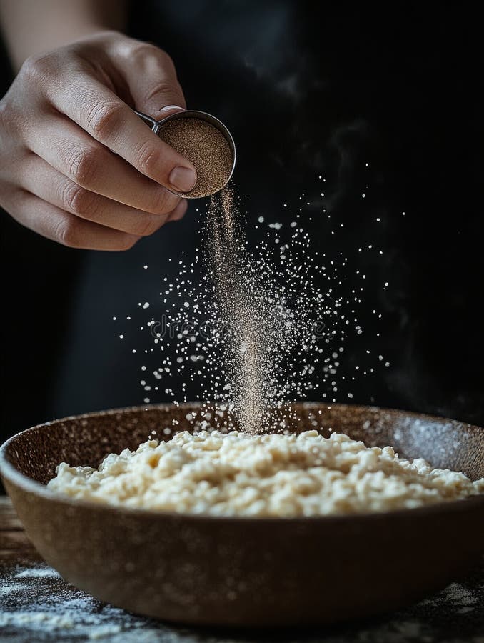 The Process of Adding Seasoning Stock Photo - Image of dough, detail ...