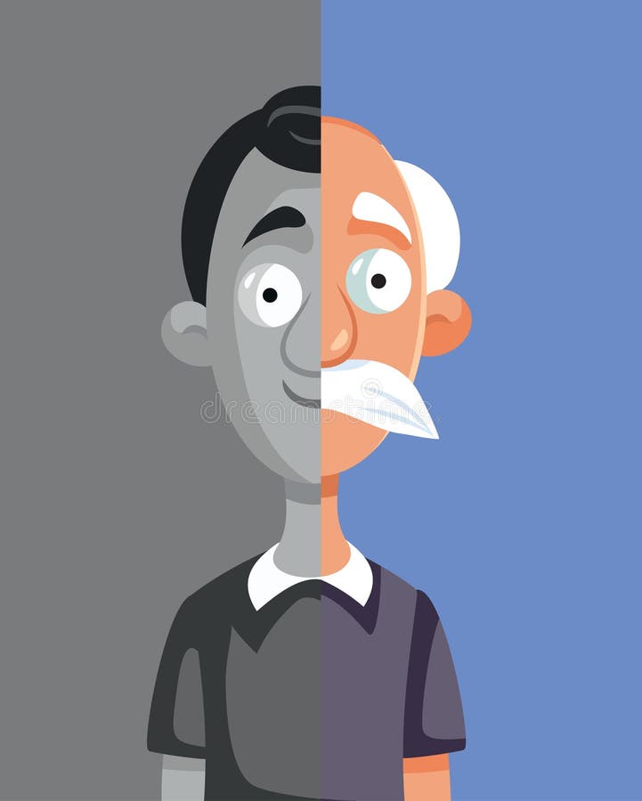 Young and Old Male Character Comparison Vector Image Stock Vector ...