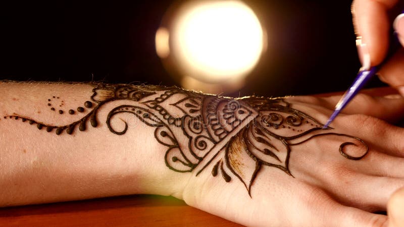 Process of Applying Mehndi on Hand, Back Light Stock Video - Video of ...