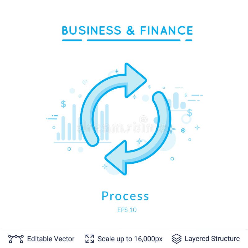 Process Arrows Symbol on White. Stock Vector - Illustration of simple ...
