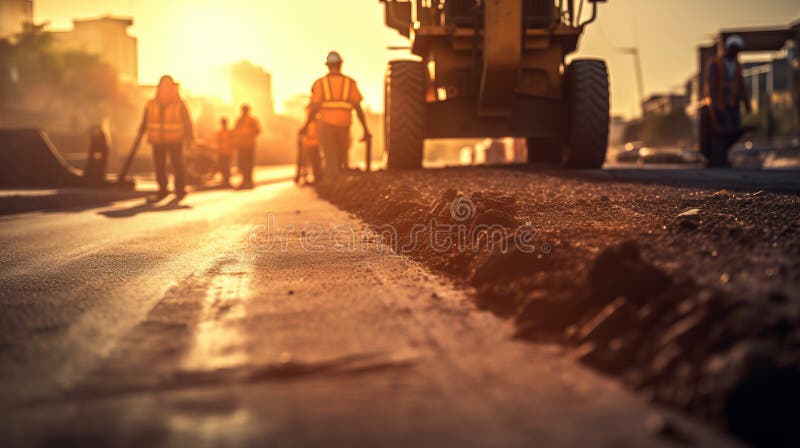 Process of Asphalting and Paving, Asphalt Paver Machine and Steam Road ...