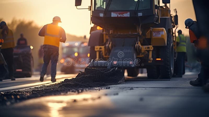 Process of Asphalting and Paving, Asphalt Paver Machine and Steam Road ...