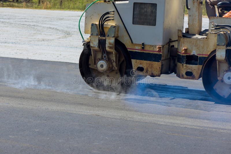 It is a Process of Asphalting a Road by Using Asphalt Special Machines ...