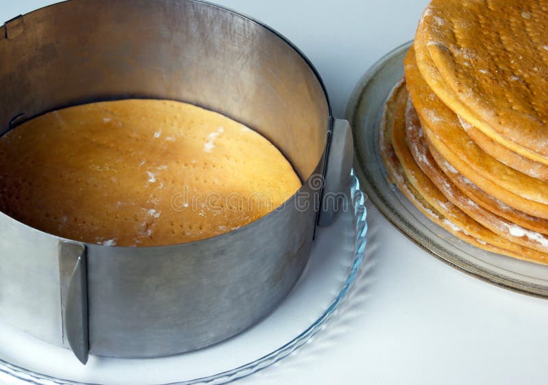 Process Assembling a Cake in a Metal Mold Stock Image - Image of pastry ...