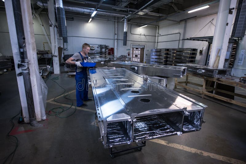 The Process of Assembling the Ventilation Duct of an Electric Tr ...