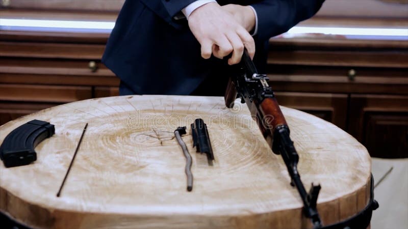 Process of Assembly of the Kalashnikov Rifle. Video Stock Image - Image ...