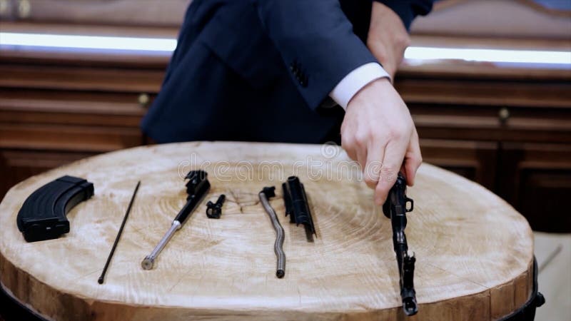 Process of Assembly of the Kalashnikov Rifle. Video Stock Photo - Image ...