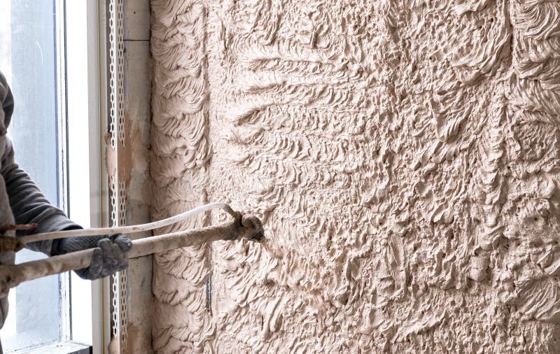 Process of Automatically Applying Plaster. Plastering with Mashin Pump ...